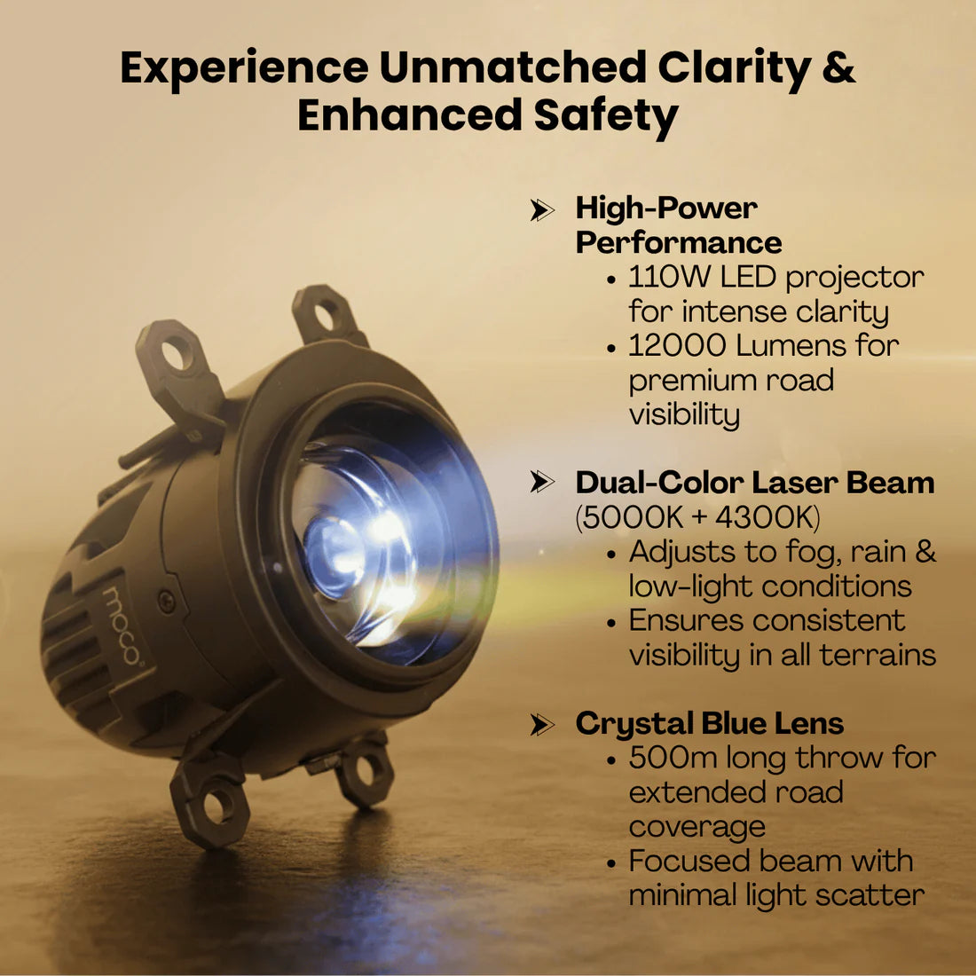 2.0" Lazer Eye (5000K+4300K) LED FOG Lamp Projector 110 Watts Crystal – Moco Car Accessories